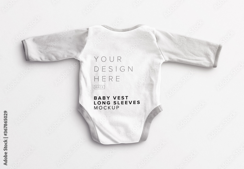 Baby Vest Long Sleeves Back Mockup Stock Template | Adobe Stock