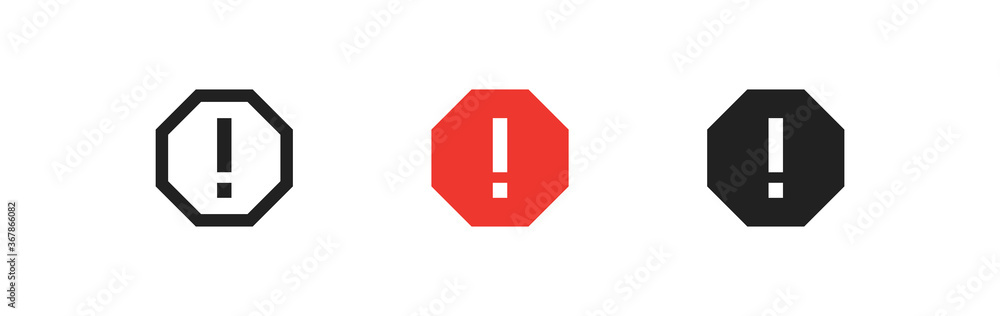 Caution, simple icon set. Danger concept illustration. Risk sign in ...