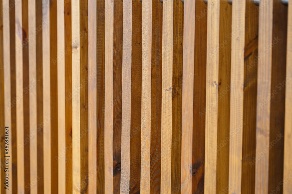 Wall made of wooden slats, natural materials for renovation Stock Photo ...