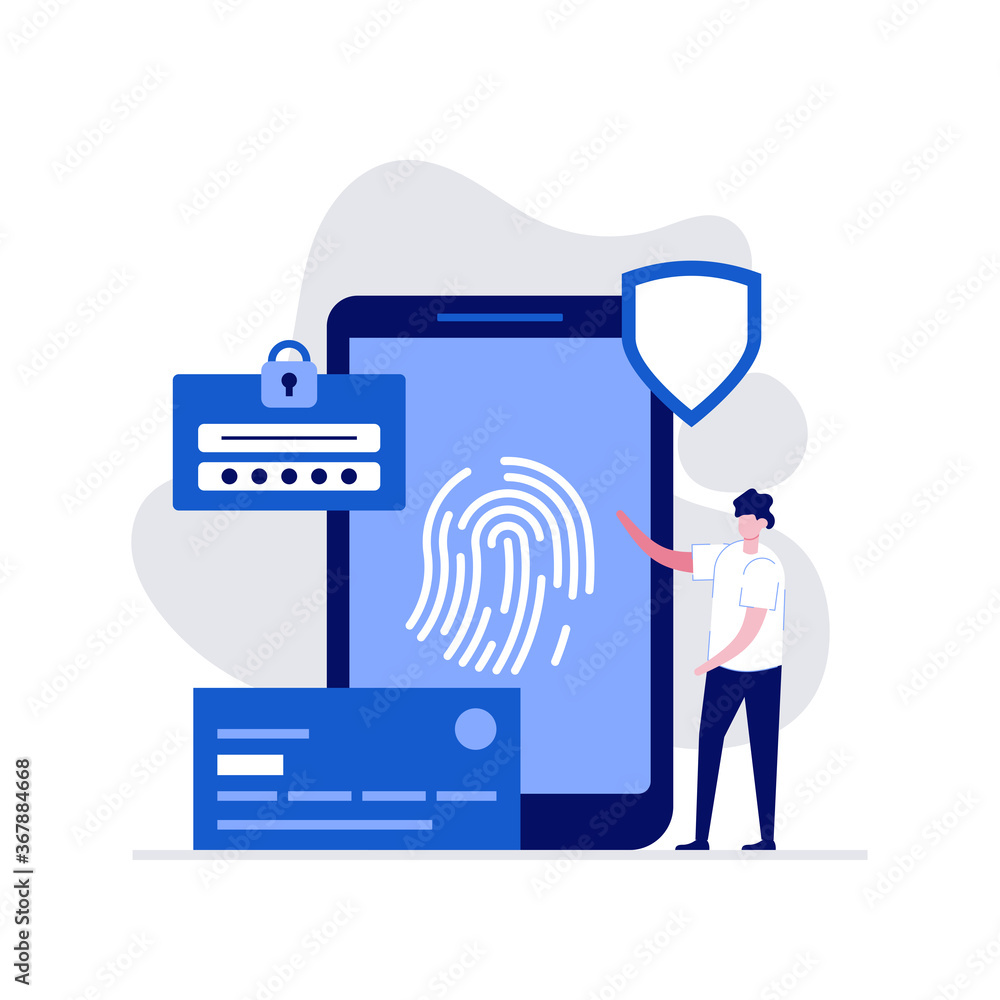 Data protection vector illustration concept with characters and ...