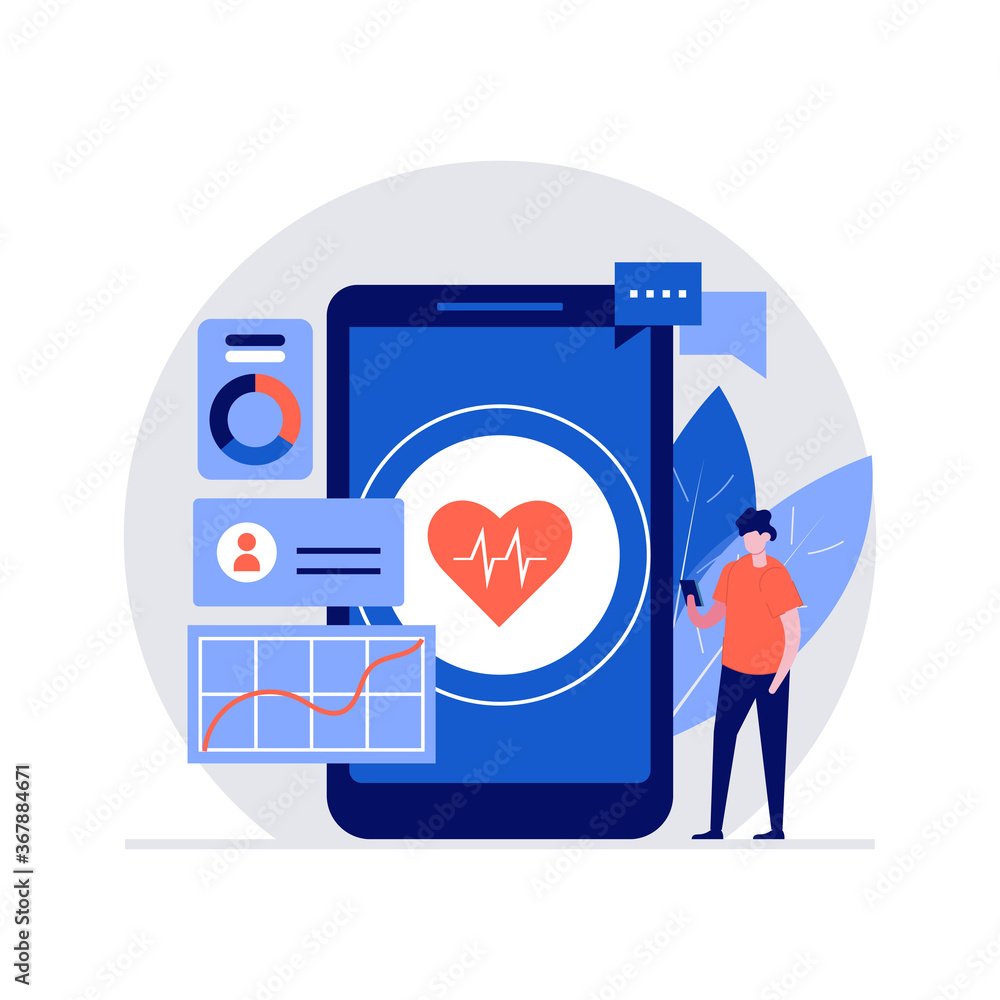 Digital health vector illustration concept with characters. Modern flat ...