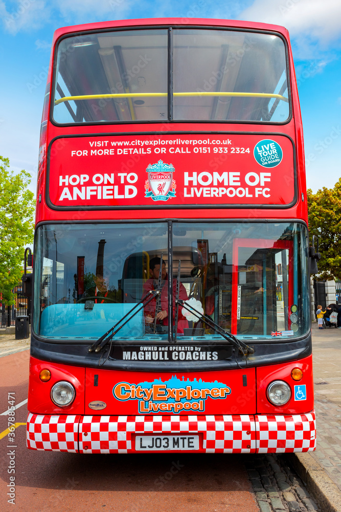 Liverpool, UK - May 17 2018: LFC City Explorer is a sightseeing ...