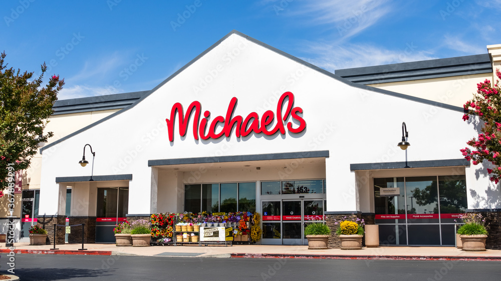 July 21, 2020 Milpitas / CA / USA - Michaels' store entrance to one of ...