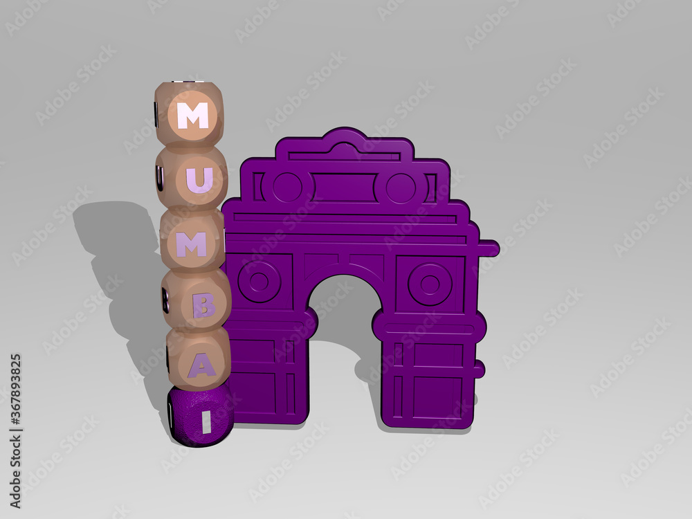 3D representation of mumbai with icon on the wall and text arranged by ...