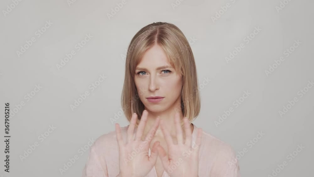 Portrait of sad and depressive young blond woman. Upset, repressed and ...