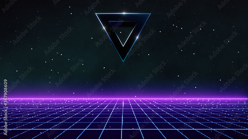 Retro cyberpunk style 80s Sci-Fi Background Futuristic with laser grid ...