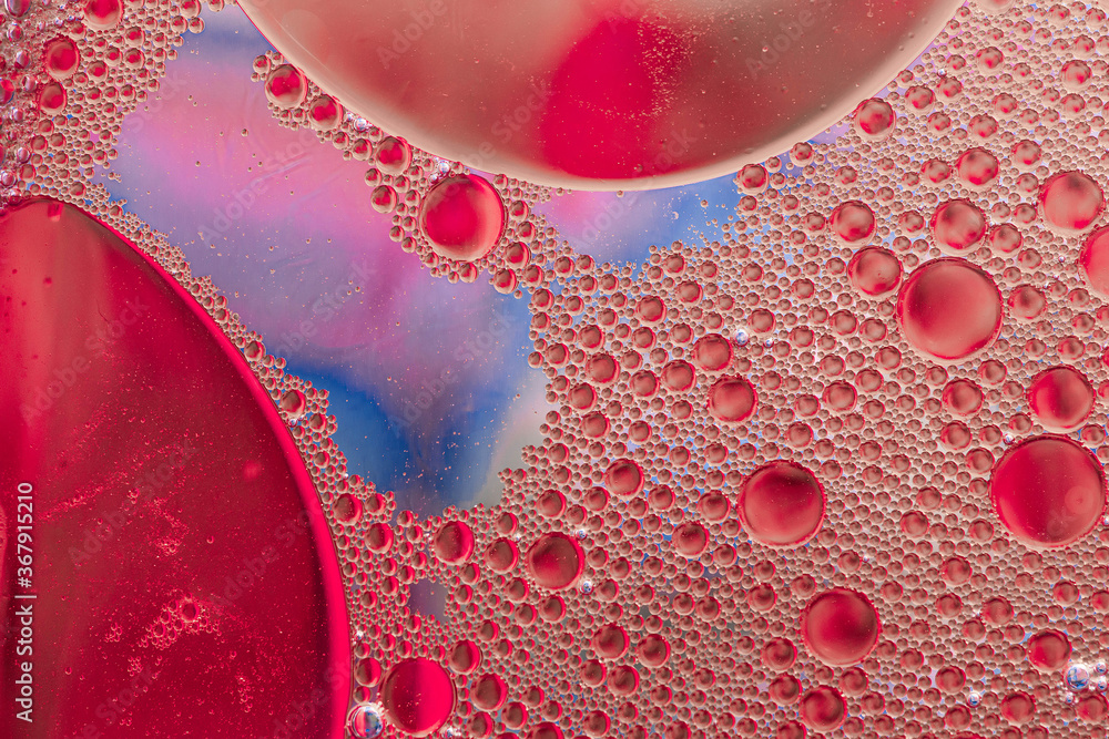 water drops on red background. pink bubble texture. texture of pink ...
