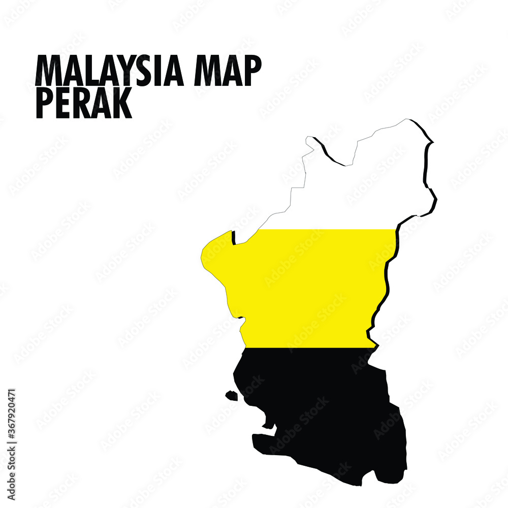 Vecteur Stock Perak State Map Of Malaysia Country with black shadow ...