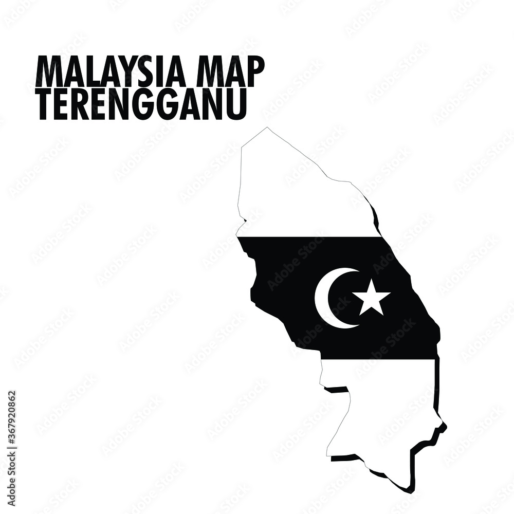 Vetor de Terengganu State Map Of Malaysia Country with black shadow ...