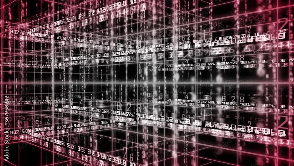 digital data background 4K. Line together with digital numbers ...