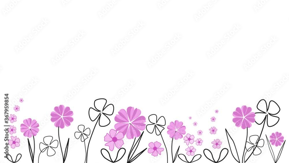 floral border from white paper, hand drawn flowers, seamless pattern ...