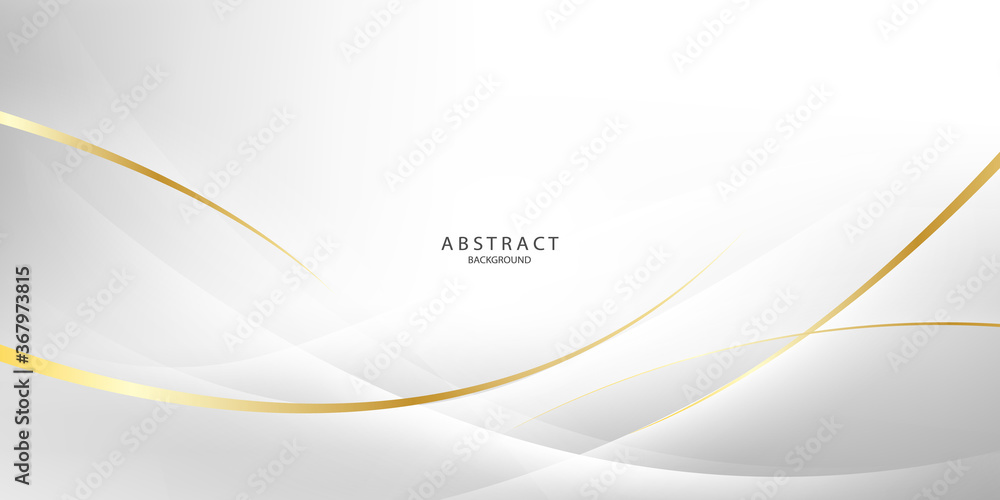 Abstract grey and gold background poster with dynamic waves. technology ...