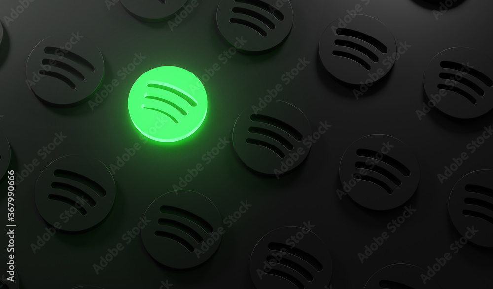 Stand Out on Social Media Concept. Glowing Spotify Logo Stock ...