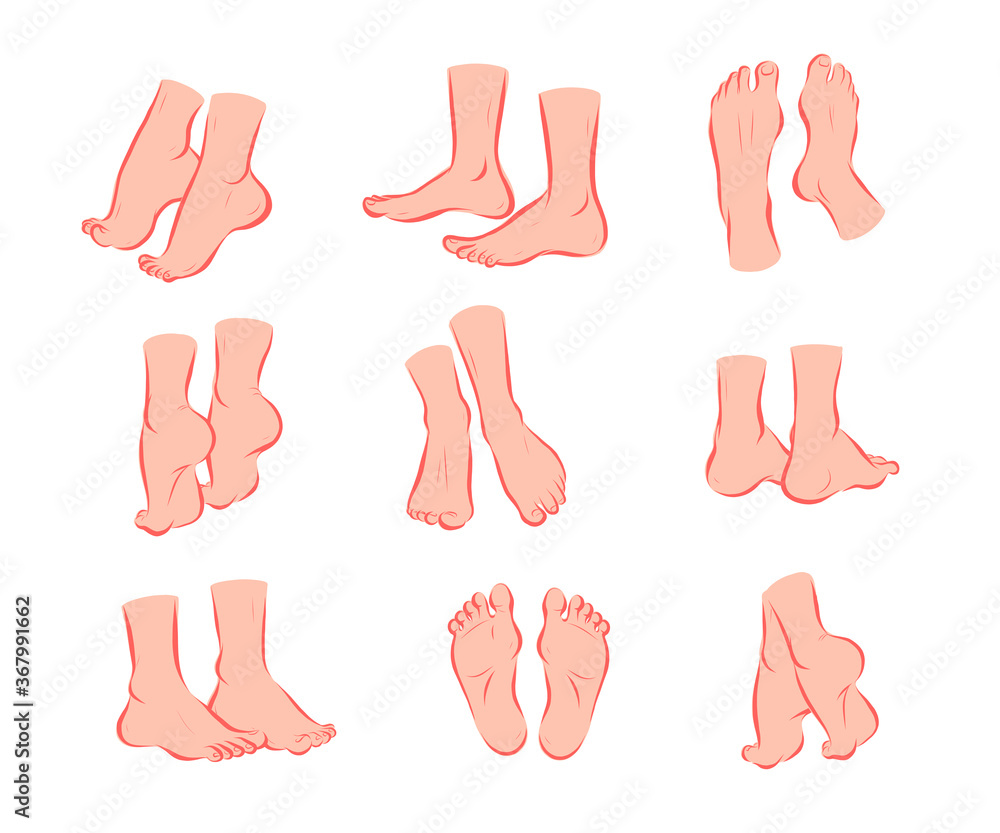 Vettoriale Stock Collection of bare human man and woman feet pairs ...