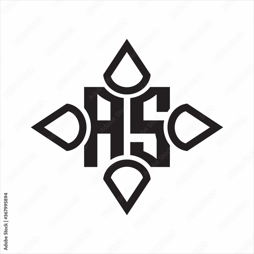 AS Logo monogram with four cone rounded by the shape design template on ...