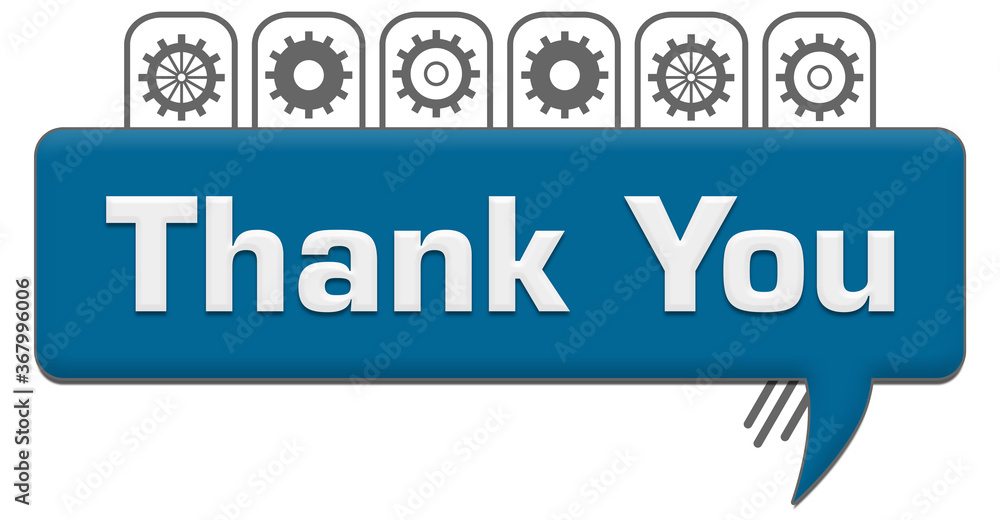 Thank You Blue Grey Comment Symbol With Gears On Top Stock Illustration ...