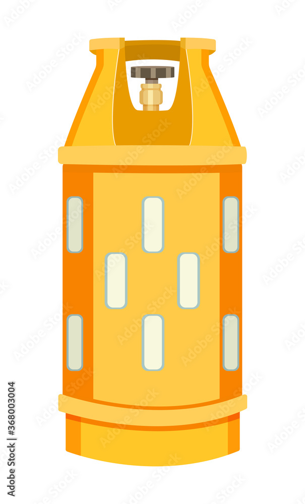 Isolated yellow gas container with regulator. Compressed gas in tank ...