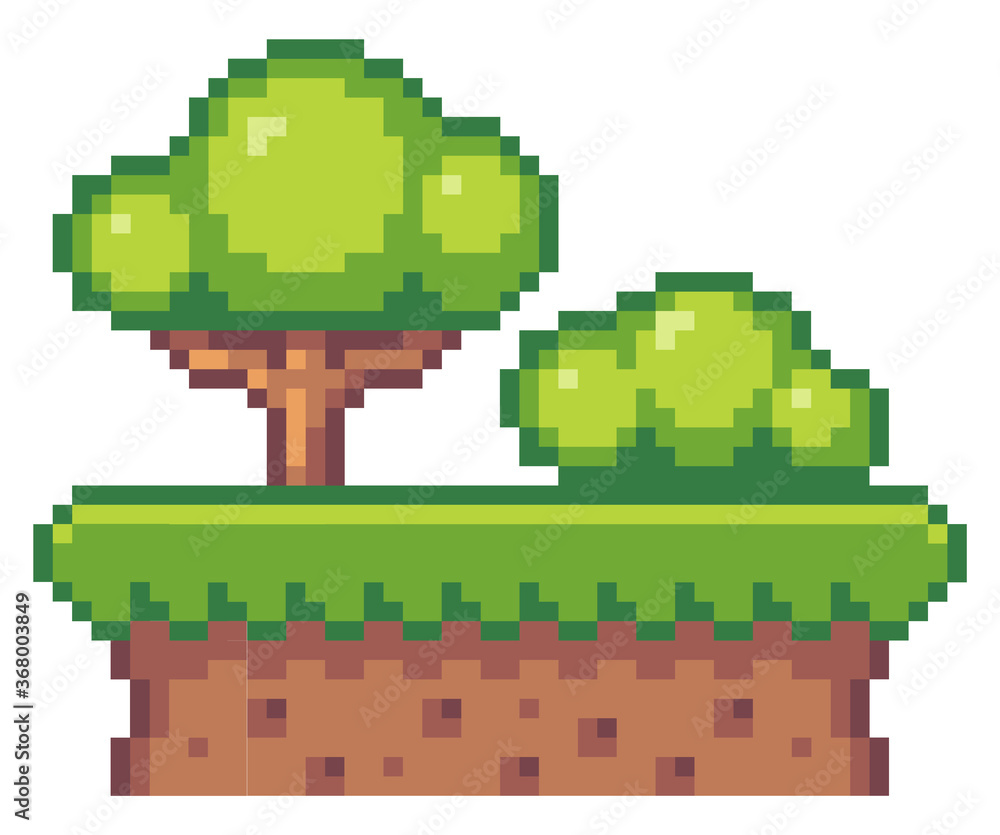 Vector illustration of tree pixel design. Tree and bush symbol of pixel ...