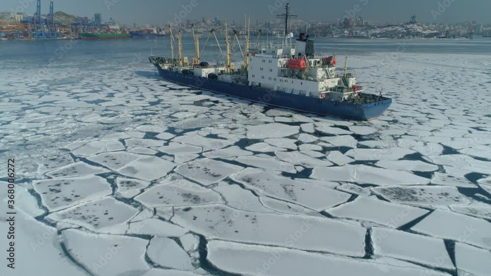 Expedition cargo ships vessel frozen commercial port. Aerial unique ...