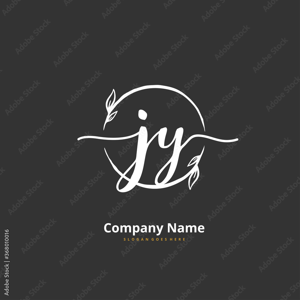 J Y JY Initial handwriting and signature logo design with circle ...