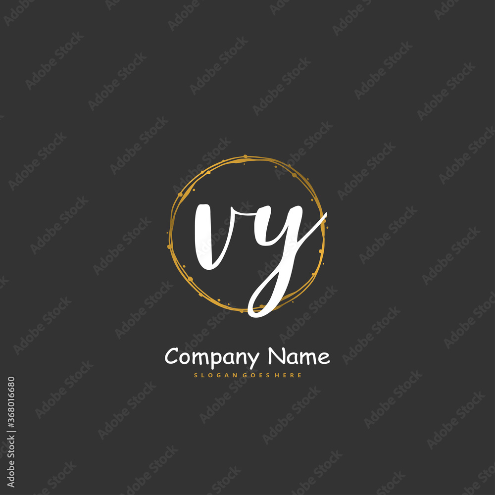 V Y VY Initial handwriting and signature logo design with circle ...