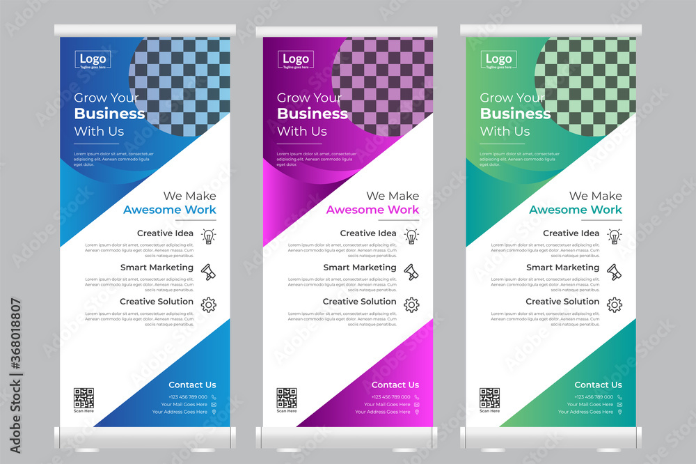 Rollup banner design with simple shapes for minimalistic company ...