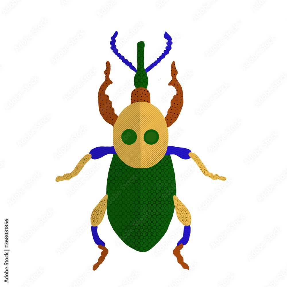 Bugs with textures in the form of cells blue green yellow red color ...