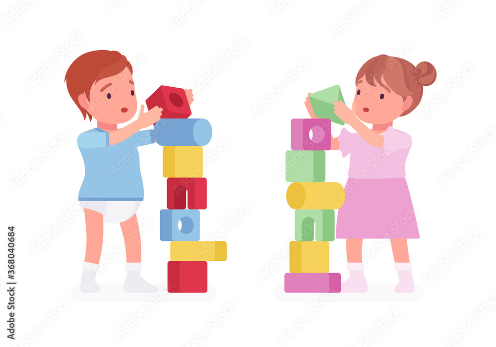 Baby Playing With Blocks Clipart