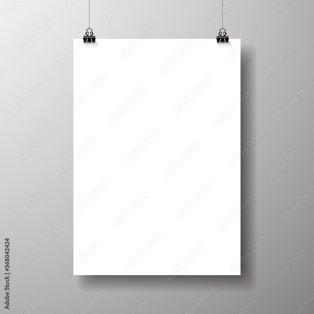 Empty poster template. A poster, a piece of paper hanging on the wall ...
