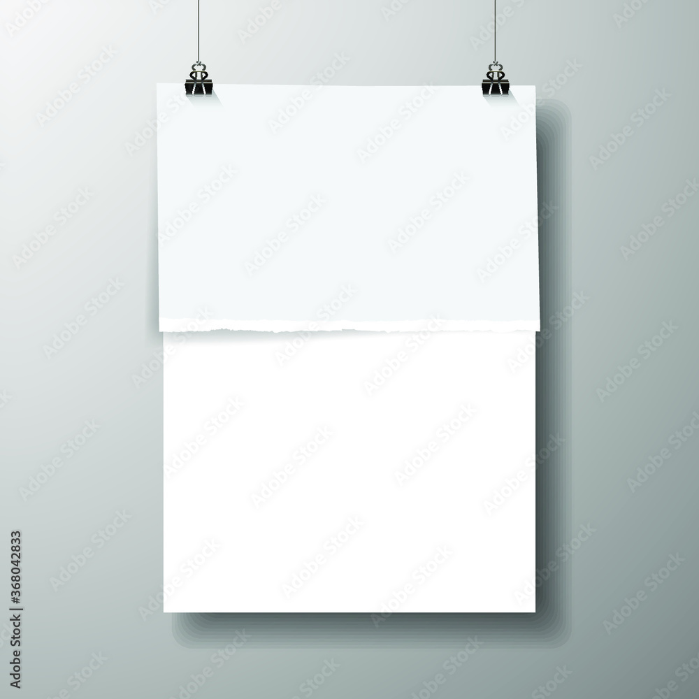 Empty poster template. A poster, a piece of paper hanging on the wall ...