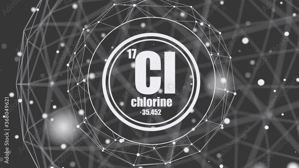 Chlorine chemical element. Sign with atomic number and atomic weight ...
