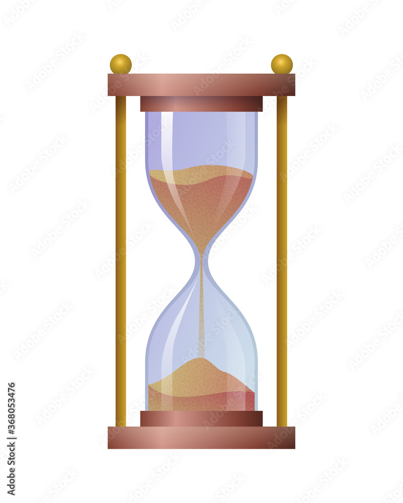 Hourglass antique time measuring instrument. Sandglass vintage clock ...