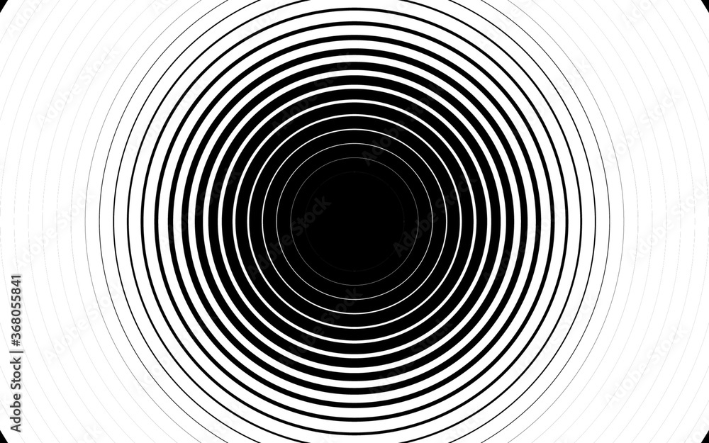 Concentric circle element. Black and white color ring. Abstract vector ...