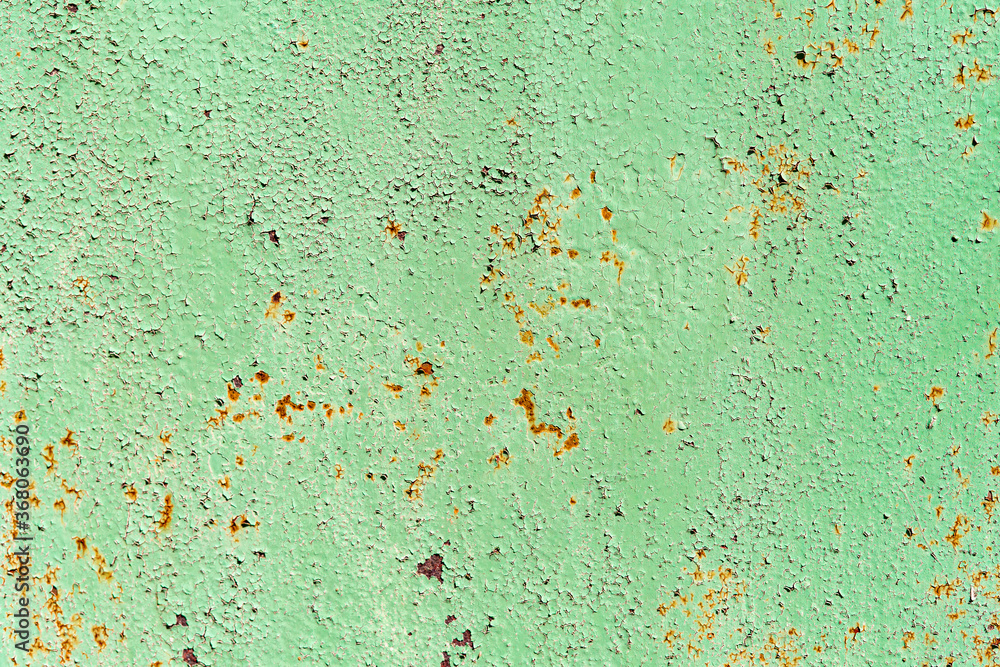 texture of metal covered with rust and old green paint. rough iron ...
