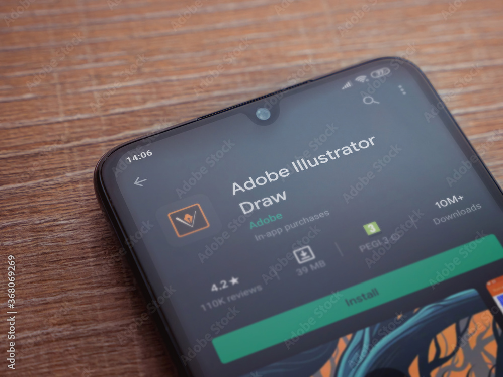 Lod, Israel - July 8, 2020: Adobe Illustrator Draw app play store page ...