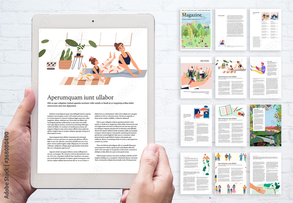 Mindfulness and Wellbeing Digital Magazine Layout Stock Template ...
