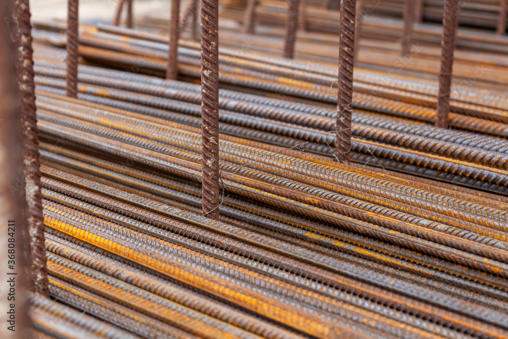 reinforcing steel bar background texture in construction site Stock ...
