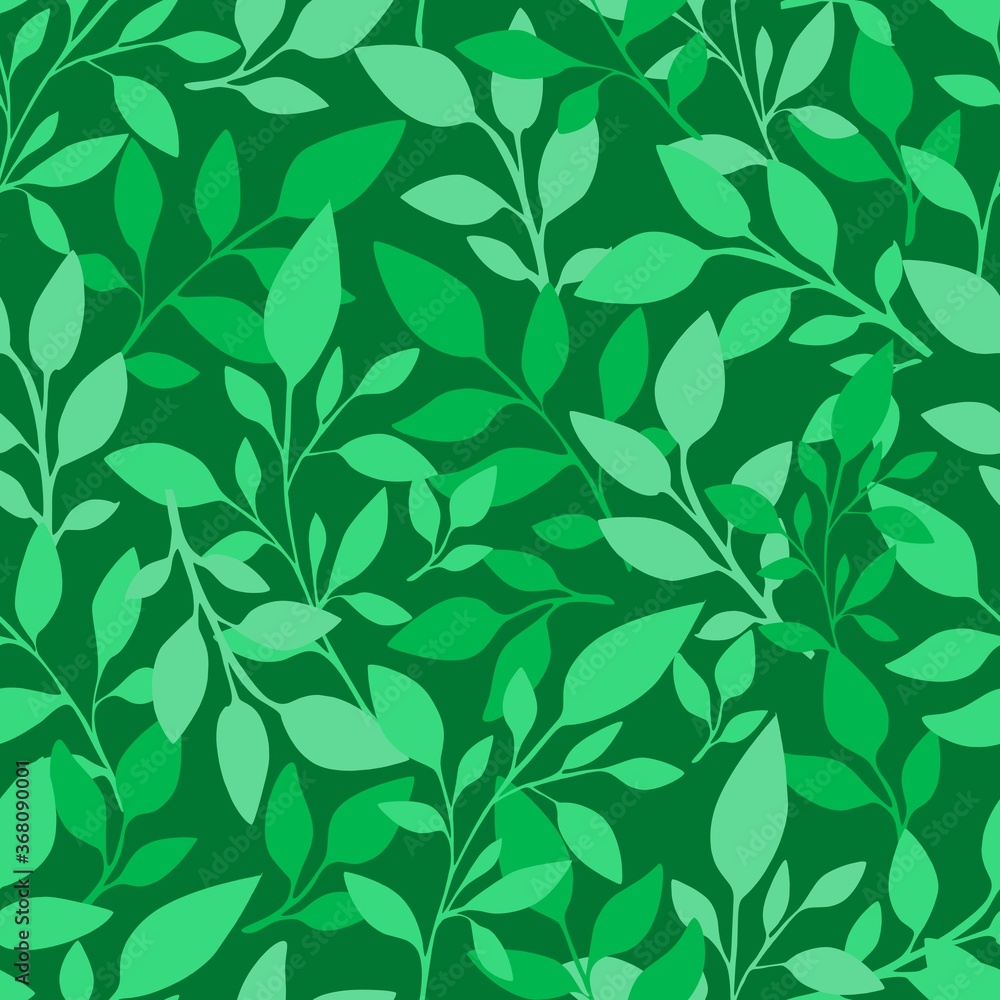 Seamless green pattern with a leaves and plants, spring summer ...