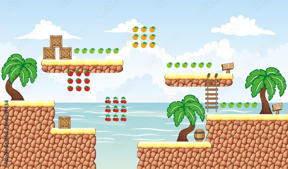 Tileset Platform for creating Game - A set of layered vector game asset ...