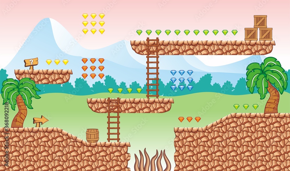 Vetor de Tileset Platform for creating Game - A set of layered vector ...