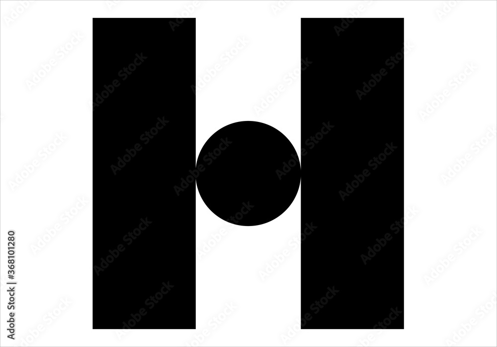 Letra hache o círculo negro entre barras negras Stock Vector | Adobe Stock