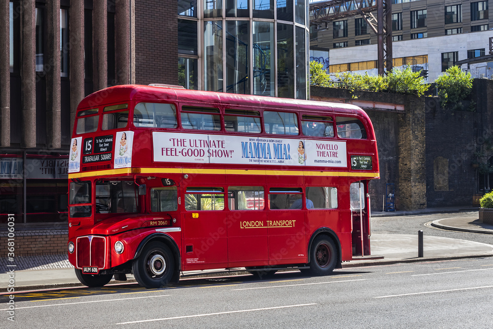 Red Double Decker Bus on the street in London. Red Double Decker Bus is ...