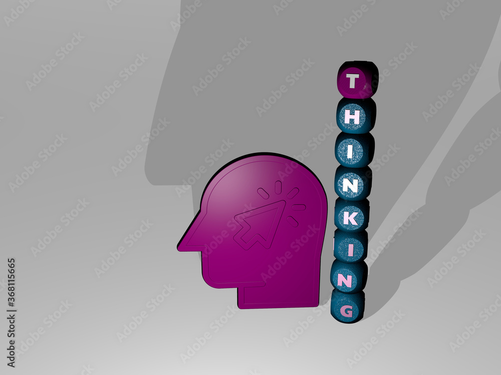 3D graphical image of thinking vertically along with text built around ...