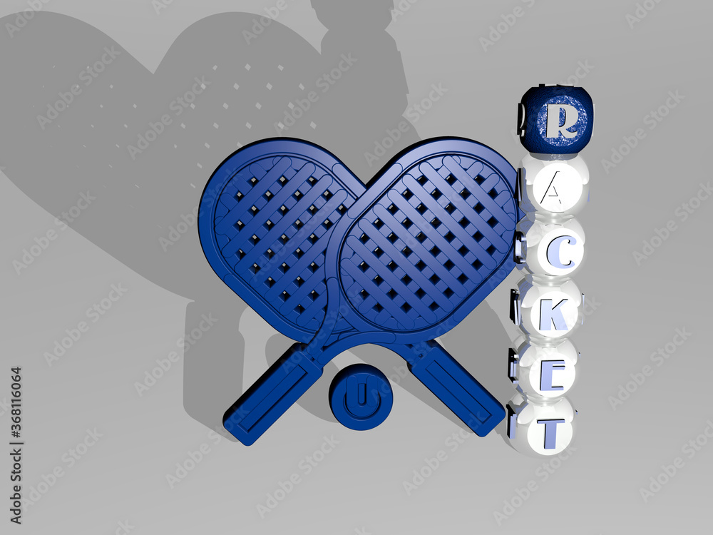 3D illustration of racket graphics and text around the icon made by ...