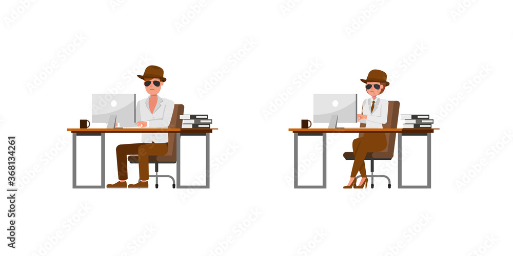 Spy secret agent character vector design. Presentation in various ...