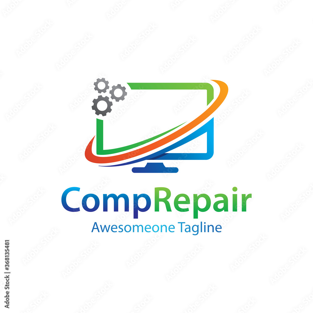 Creative Computer Repair Logo Design, Vector, Icon, Symbol Stock Vector ...