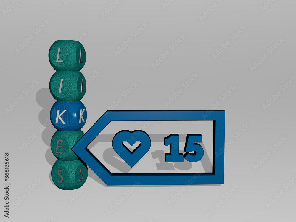 3D illustration of LIKES graphics and text around the icon made by ...