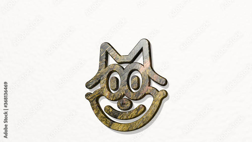 Poster famous character cat made by 3D illustration of a shiny metallic ...