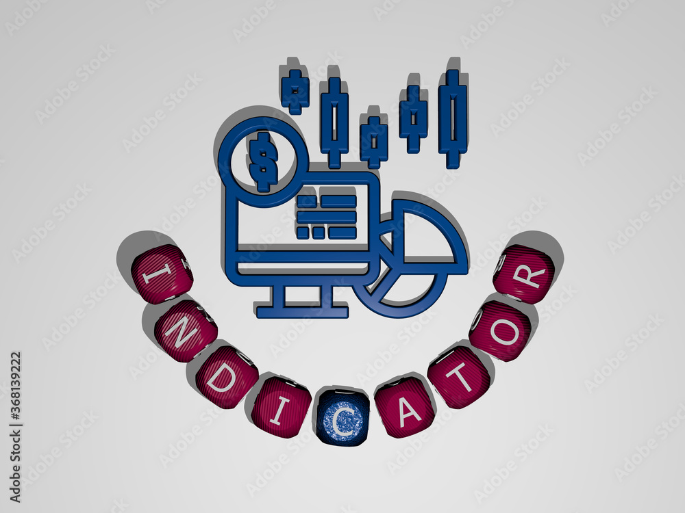 3D graphical image of indicator vertically along with text built around ...