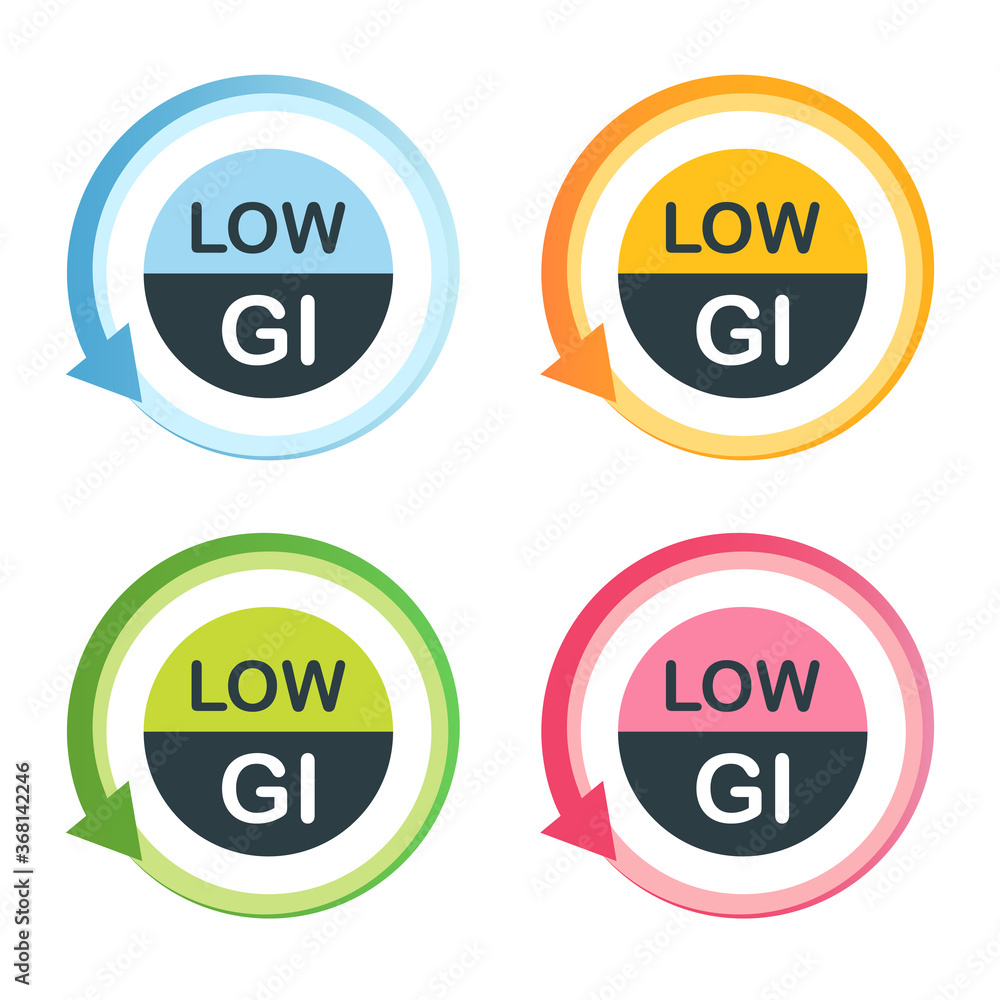 Round colorful low Glycemic Index (GI) Food labels. Stock Vector ...